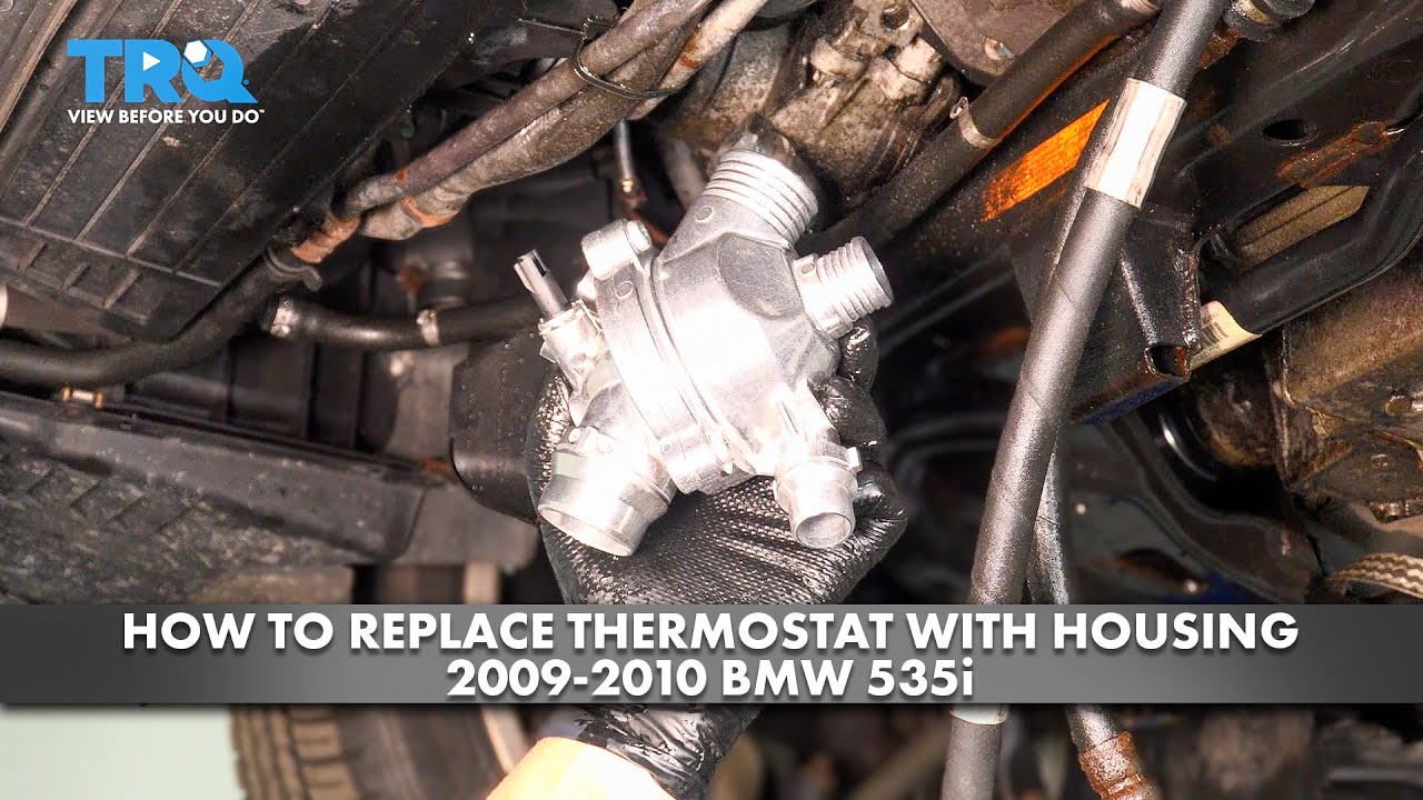 How to Replace Thermostat with Housing Assembly 2009-2010 BMW 535i 30L ...